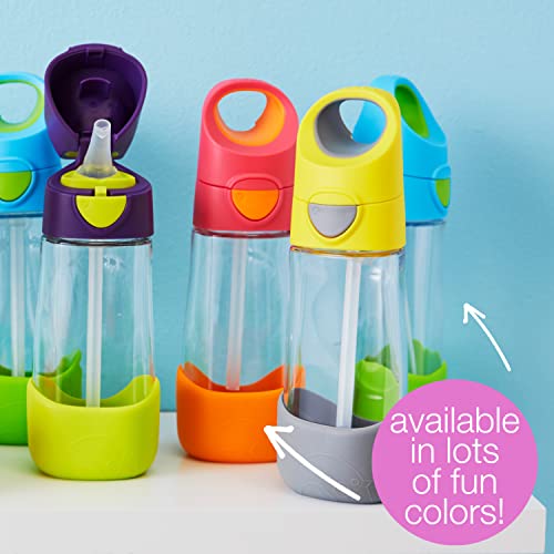 b.box Tritan Drink Bottle for Kids Toddlers, Water Bottle w/Flip Straw and Spill Proof Lid, Cool Modern Child Friendly Design, Best for After Sippy Cup, BPA Free Plastic, 15oz, Lilac Pop