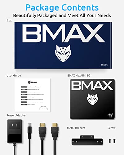 Bmax Mini PC N4020(up to 2.8GHz) 6GB DDR4 128GB eMMC Mini Desktop Computer 4K USB 3.0 x4 HDMI VGA Dual Band WiFi RJ45 BT 4.2 Micro PC Mini Computer