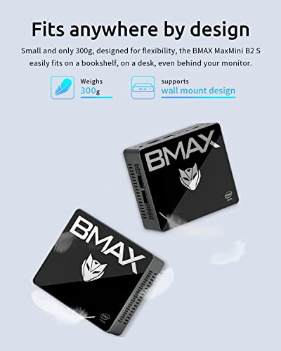 Bmax Mini PC N4020(up to 2.8GHz) 6GB DDR4 128GB eMMC Mini Desktop Computer 4K USB 3.0 x4 HDMI VGA Dual Band WiFi RJ45 BT 4.2 Micro PC Mini Computer