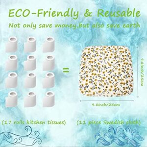 SUJUDE Reusable Paper Towels Swedish Dish Washable - 24 Pack Cotton Pulp Reusable Napkins Alternative Eco Friendly Thick and Strong Cloth Paper Towels Roll for Kitchen Paperless Dishcloths Replacement