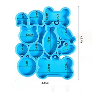 11 Cavities Silicone Dog Bone Shaped Tag Mold Cat Tag Fish Mold Keychain Pendant Clay Mold Pet Dog Tag Resin Molds Circle Round Pendant Epoxy Casting Mould for DIY Homemade Crafts Making