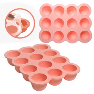 HIWOOD Baby Food Storage Container - 12 Cup Silicone Baby Food Freezer Tray with Hard Lid, Perfect Food Container for Homemade Baby Food, Vegetables & Fruit Purees, Breast Milk - Gossamer Pink