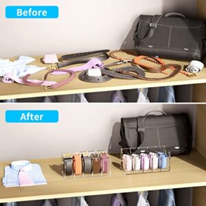 NIUBEE Belt Organizer, Acrylic Belt Storage Holder for The Closet, 5 Compartments Display Case for Tie and Bow Tie