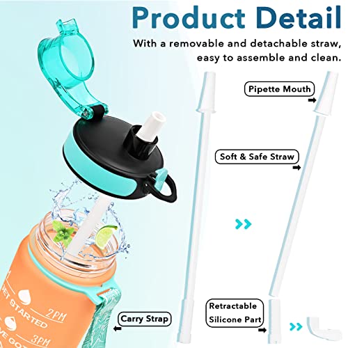 Enerbone 32 oz Water Bottle, Leakproof BPA & Toxic Free, Motivational Water Bottle with Times to Drink and Straw, Fitness Sports Water Bottle with Strap for Office, Gym, Outdoor Sports, Orange-Green