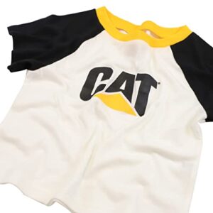 Caterpillar Boys' 2-Piece Loose-Fit Pajamas Set, CAT & Bulldozer Grid, 4T