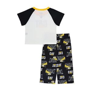 Caterpillar Boys' 2-Piece Loose-Fit Pajamas Set, CAT & Bulldozer Grid, 4T