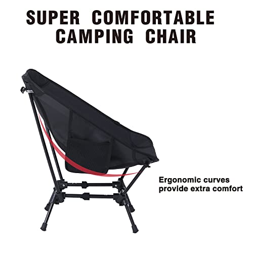 Camping Chairs, 2 Pack Portable Folding Chairs, Ultralight Camp Chair with Carry Bag, Camp Accessories, Outdoor Chairs Foldable Chair for Backpacking, Hiking, Beach, Travel & Picnic, Lawn Chairs, Low