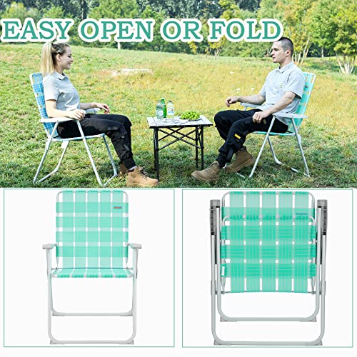 #WEJOY XL Oversized Aluminium Camping Chair Foldable Portable Webbed Lawn Chairs Lightweight Beach Chairs Webbing Beach Chair Off Ground, Outdoor Folding Chair for Concerts, Sports, Painting, Travel