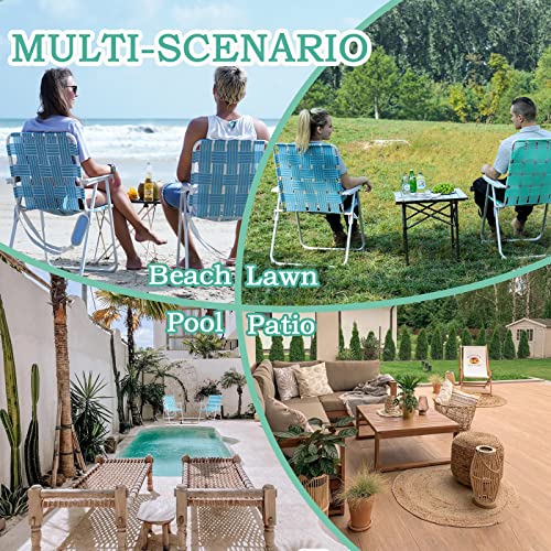 #WEJOY XL Oversized Aluminium Camping Chair Foldable Portable Webbed Lawn Chairs Lightweight Beach Chairs Webbing Beach Chair Off Ground, Outdoor Folding Chair for Concerts, Sports, Painting, Travel