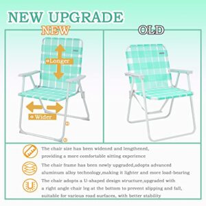 #WEJOY XL Oversized Aluminium Camping Chair Foldable Portable Webbed Lawn Chairs Lightweight Beach Chairs Webbing Beach Chair Off Ground, Outdoor Folding Chair for Concerts, Sports, Painting, Travel