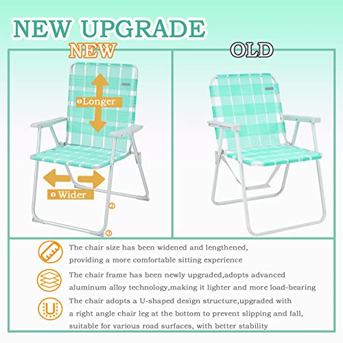 #WEJOY XL Oversized Aluminium Camping Chair Foldable Portable Webbed Lawn Chairs Lightweight Beach Chairs Webbing Beach Chair Off Ground, Outdoor Folding Chair for Concerts, Sports, Painting, Travel