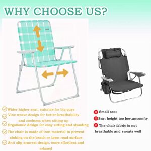 #WEJOY XL Oversized Aluminium Camping Chair Foldable Portable Webbed Lawn Chairs Lightweight Beach Chairs Webbing Beach Chair Off Ground, Outdoor Folding Chair for Concerts, Sports, Painting, Travel