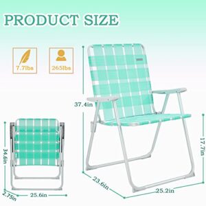 #WEJOY XL Oversized Aluminium Camping Chair Foldable Portable Webbed Lawn Chairs Lightweight Beach Chairs Webbing Beach Chair Off Ground, Outdoor Folding Chair for Concerts, Sports, Painting, Travel