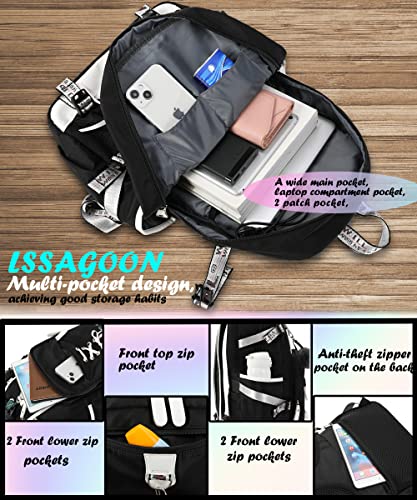 LSSAGOON Backpack for Women Teen Kids Girls, Water Resistant Casual Daypack Fits Laptop with USB Charging Port,Cute Bookbag for Travel,School,Hiking,Gift…