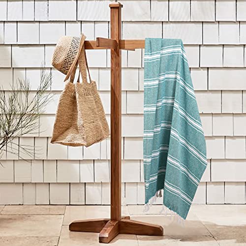 Belizzi Home Peshtemal Turkish Towel 100% Cotton Chevron Beach Towels Oversized 36x71 Set of 4, Beach Towels for Adults, Soft Durable Absorbent Extra Large Bath Sheet Hammam Towel - Teal