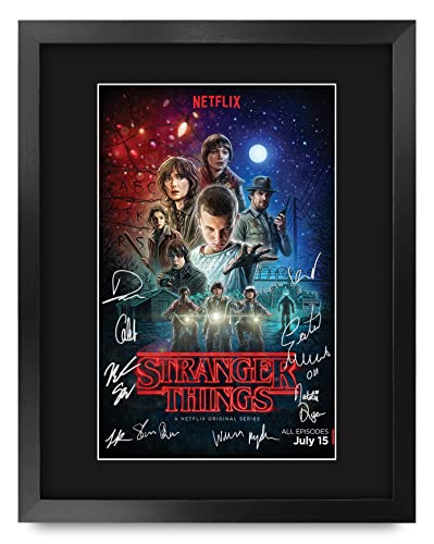 HWC Trading Framed 11" x 14" Print - Stranger Things TV Series Poster The Cast Signed Gift Mounted Printed Autograph Film Gifts Photo Picture Display