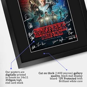 HWC Trading Framed 11" x 14" Print - Stranger Things TV Series Poster The Cast Signed Gift Mounted Printed Autograph Film Gifts Photo Picture Display