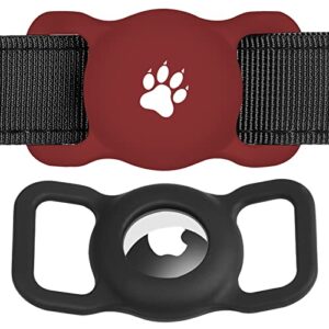 yiliuoer airtag dog collar holder,2 pack silicone airtag case for dog collar,dog gps tracker case for apple airtags, anti-lost air tag holder case,airtag holder with cat dog collar