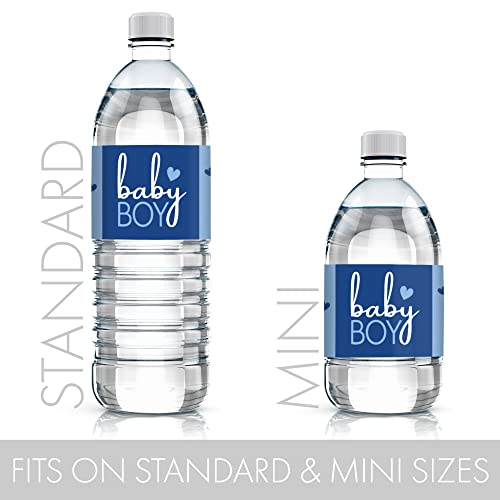 Blue It’s a Boy Baby Shower Water Bottle Labels - Baby Boy - 24 Stickers