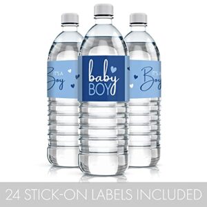 Blue It’s a Boy Baby Shower Water Bottle Labels - Baby Boy - 24 Stickers