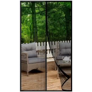 metaonly magnetic screen door fits door size 32" x 80", actual screen size 34" x 81", screen door mesh,door screen magnetic closure for patio door enjoy air fresh-black