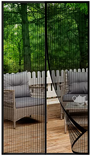 METAONLY Magnetic Screen Door Fits Door Size 32" x 80", Actual Screen Size 34" x 81", Screen Door Mesh,Door Screen Magnetic Closure for Patio Door Enjoy Air Fresh-Black