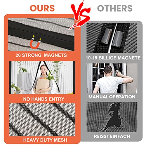 METAONLY Magnetic Screen Door Fits Door Size 32" x 80", Actual Screen Size 34" x 81", Screen Door Mesh,Door Screen Magnetic Closure for Patio Door Enjoy Air Fresh-Black