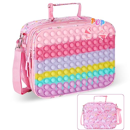 Lunch Box for Girls, Kids Pop Lunch Bag, Back to School Insulated Lunch Box, Reusable Food Containers Lunch Box Girls 3-12, School Supplies Leakproof Cooler Lunch Tote Bag for Travel School Picnic