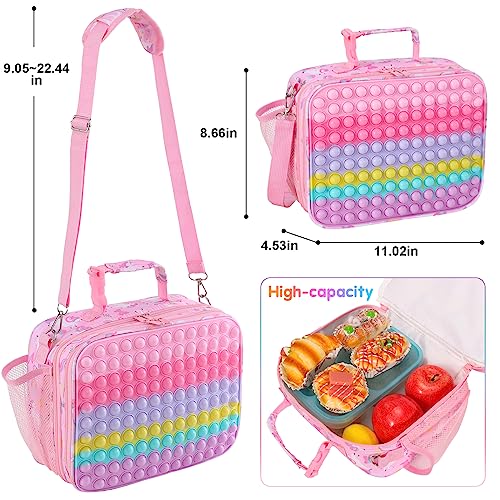 Lunch Box for Girls, Kids Pop Lunch Bag, Back to School Insulated Lunch Box, Reusable Food Containers Lunch Box Girls 3-12, School Supplies Leakproof Cooler Lunch Tote Bag for Travel School Picnic