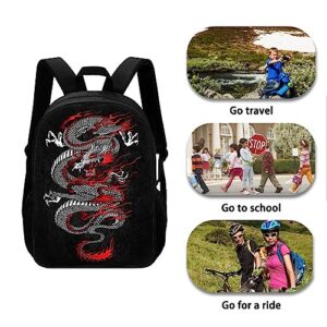 Mumeson Backpack Bulk Schoolbag Dragon Print Backpack for Teen Boys Soft Breathable Backing Casual Rucksack Daypack for Kids Elementary School or Middle School