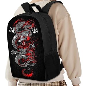 Mumeson Backpack Bulk Schoolbag Dragon Print Backpack for Teen Boys Soft Breathable Backing Casual Rucksack Daypack for Kids Elementary School or Middle School