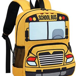 Kids Backpack for Boys Girls Preschool Bookbags 3D Cartoon Daycare Toddler Bags (Yellow bus)