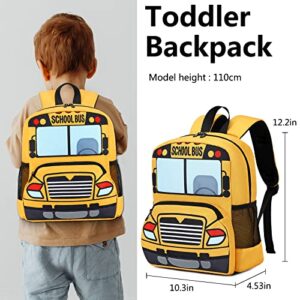 Kids Backpack for Boys Girls Preschool Bookbags 3D Cartoon Daycare Toddler Bags (Yellow bus)