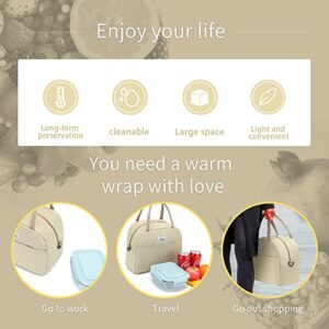 Mountain guest Lunch Bag Reusable Insulated Cooler Lunch Box Adult Water Resistant Tote Lunch Bag for Women/Men Work Picnic Beach or Travel (Beige)