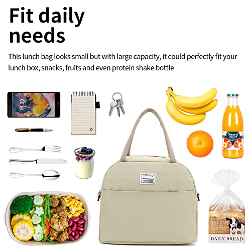 Mountain guest Lunch Bag Reusable Insulated Cooler Lunch Box Adult Water Resistant Tote Lunch Bag for Women/Men Work Picnic Beach or Travel (Beige)