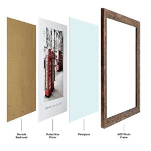 16x20 Picture Frame, Set of 2 Picture Frames Plexiglass and Composite Wooden Rustic Rounded Corners Poster Frame for Wall Mount with Hanging Hardware(Brown)