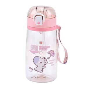 unicorn water bottles for girls,cup with straw and safety lock,pink outdoor indoor water bottle,400ml/13.5oz for school kids girl unicorn lover… (transparent)