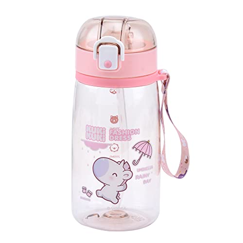 Unicorn Water Bottles for Girls,Cup with Straw and Safety Lock,Pink Outdoor Indoor Water Bottle,400ML/13.5oz for school kids girl unicorn lover… (Transparent)