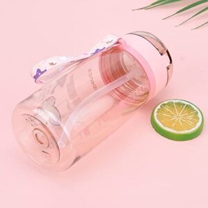 Unicorn Water Bottles for Girls,Cup with Straw and Safety Lock,Pink Outdoor Indoor Water Bottle,400ML/13.5oz for school kids girl unicorn lover… (Transparent)