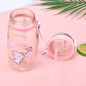 Unicorn Water Bottles for Girls,Cup with Straw and Safety Lock,Pink Outdoor Indoor Water Bottle,400ML/13.5oz for school kids girl unicorn lover… (Transparent)