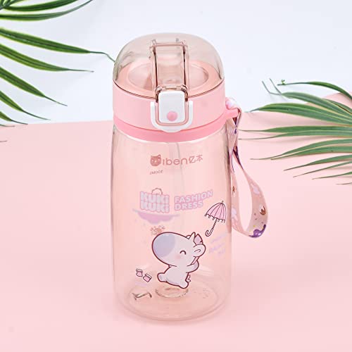 Unicorn Water Bottles for Girls,Cup with Straw and Safety Lock,Pink Outdoor Indoor Water Bottle,400ML/13.5oz for school kids girl unicorn lover… (Transparent)