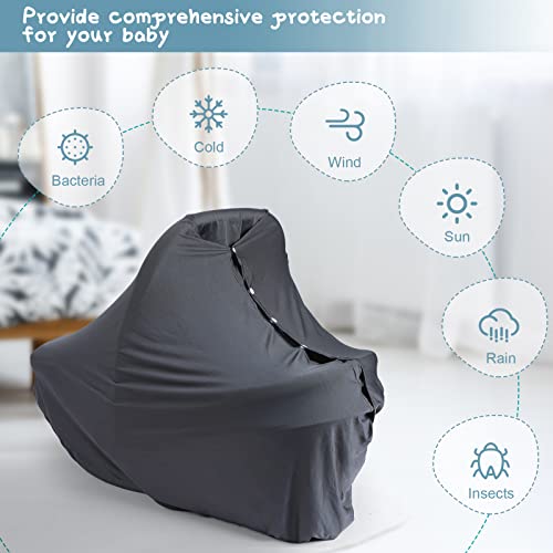 2 Pieces Nursing Covers for Breastfeeding Nursing Blanket Privacy Breastfeeding Shawl Nursing Poncho Scarf with Button for Boys and Girls Seat Infant Car Seat Canopy Cover (Black, Gray)