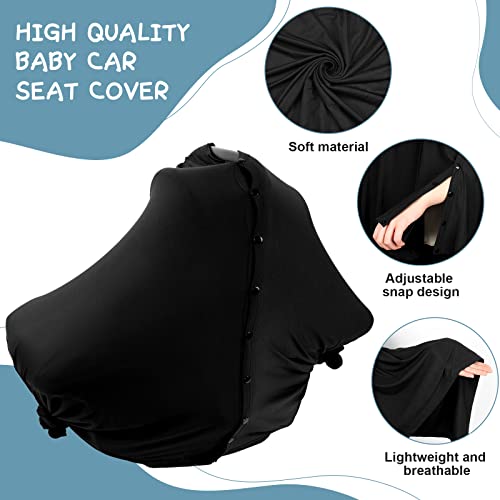 2 Pieces Nursing Covers for Breastfeeding Nursing Blanket Privacy Breastfeeding Shawl Nursing Poncho Scarf with Button for Boys and Girls Seat Infant Car Seat Canopy Cover (Black, Gray)