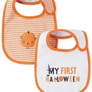 The Children's Place 1st Holidays Baby Bibs 2-Pack, Halloween/PUMPKI, ONE Size