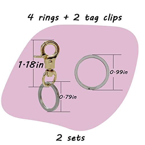 DORUI Dog Tag Clips 2 Pack Easy Change for Pet ID Tag Quick Clips Small Medium Large Dogs and Cats Collars|Gold|