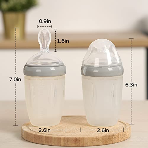 haakaa Gen.3 Silicone Feeding Spoon Bottle Grey (8oz./250ml) - Silicone Food Dispensing Spoon with Dust-Proof Cap, Homemade Food Squeeze Feeder Spoon for 6M+