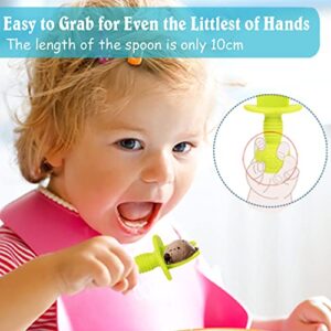 Baby Spoon & Fork - First Stage Toddler Utensils - Baby Led Weaning Spoon - 100% Food Grade Soft Silicone Anti-Choke, Best Self Feeding for Ages 6 Months+