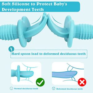 Baby Spoon & Fork - First Stage Toddler Utensils - Baby Led Weaning Spoon - 100% Food Grade Soft Silicone Anti-Choke, Best Self Feeding for Ages 6 Months+