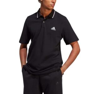 adidas men's aeroready essentials pique small logo polo shirt, black, medium