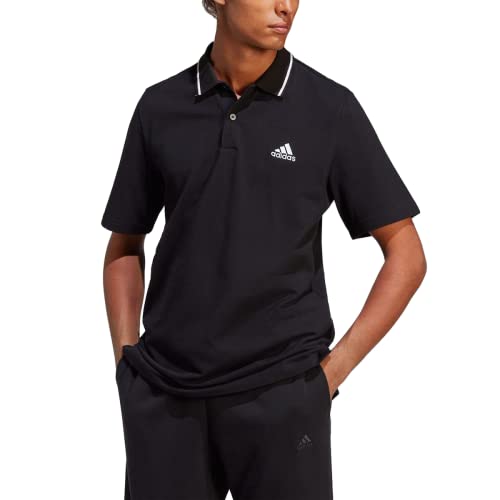 adidas Men's AEROREADY Essentials Pique Small Logo Polo Shirt, Black, Medium